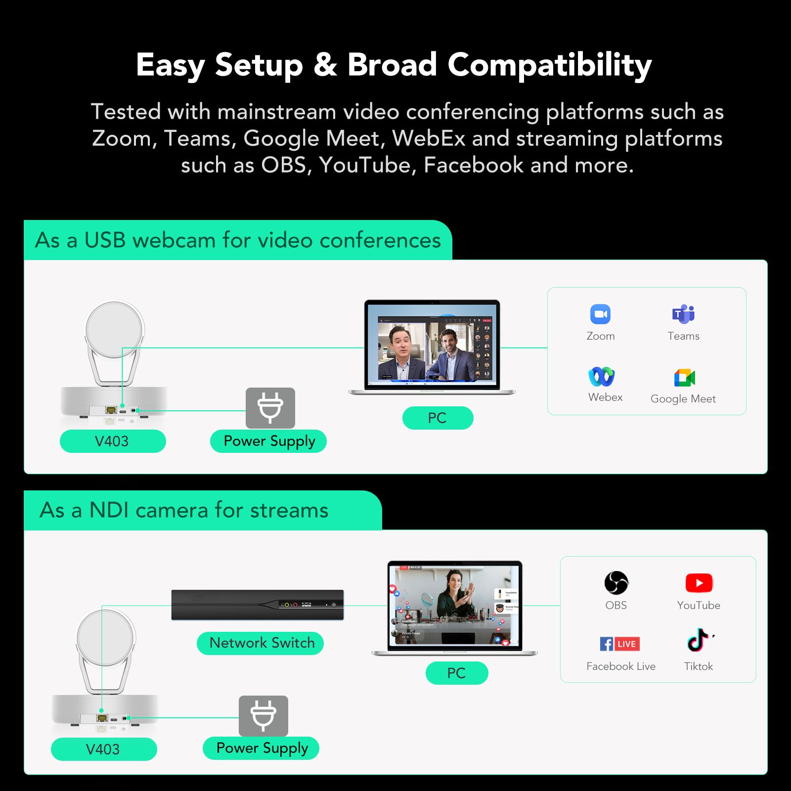 NUROUM | V403 - PTZ Video Conference Camera & Remote Control